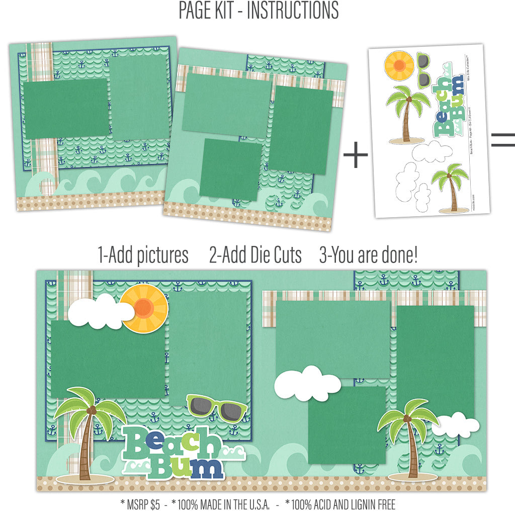 Beach Bum - Scrapbook Page Kit-by Miss Kate Cuttables – MISS KATE