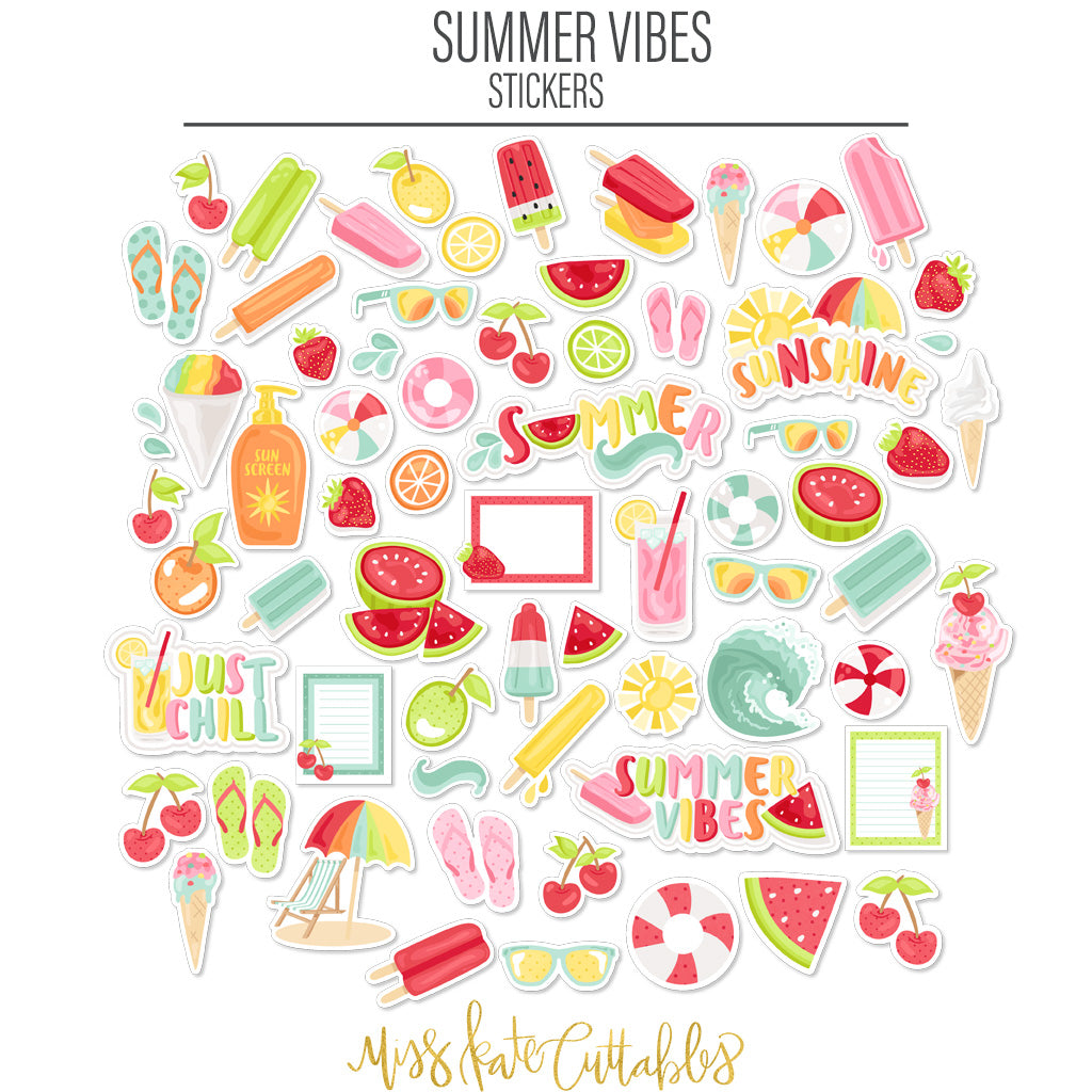 Summer Vibes Stickers: for summer, vacation, beach, pool, picnics ...