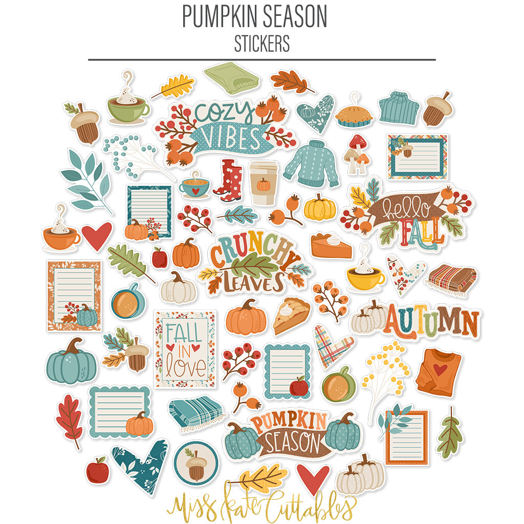 Pumpkin Season Stickers - for fall, leaves, sweaters, pumpkins pies ...