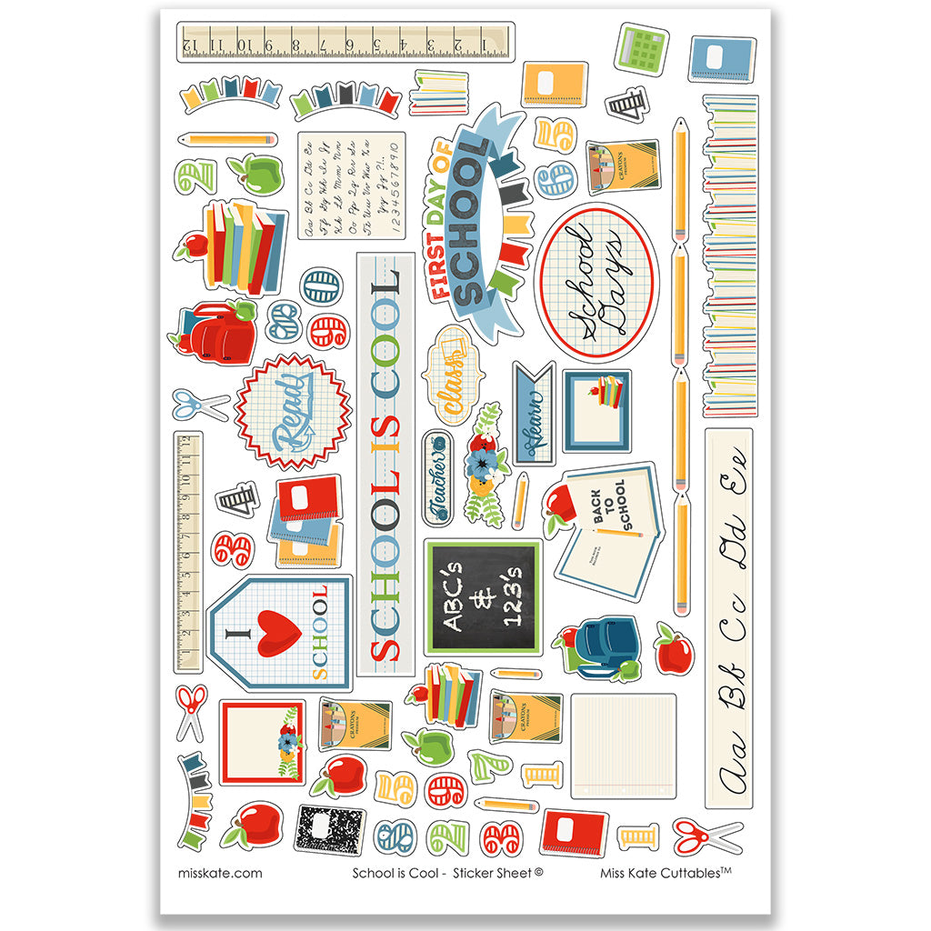 Grade School - Scrapbook Sticker Sheet Stickers School – MISS KATE