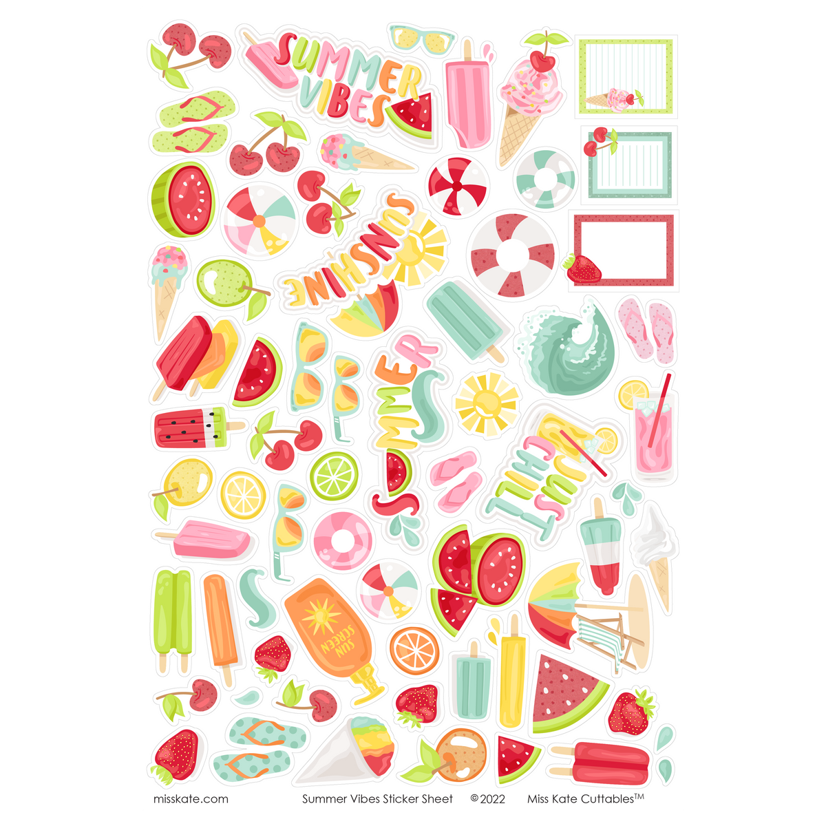 Summer Vibes Stickers: for summer, vacation, beach, pool, picnics ...