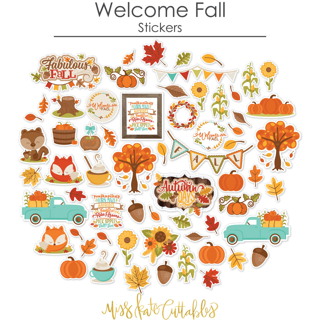 Welcome Fall - Sticker Sheet Stickers Fall, planner, pumpkins, leaves ...