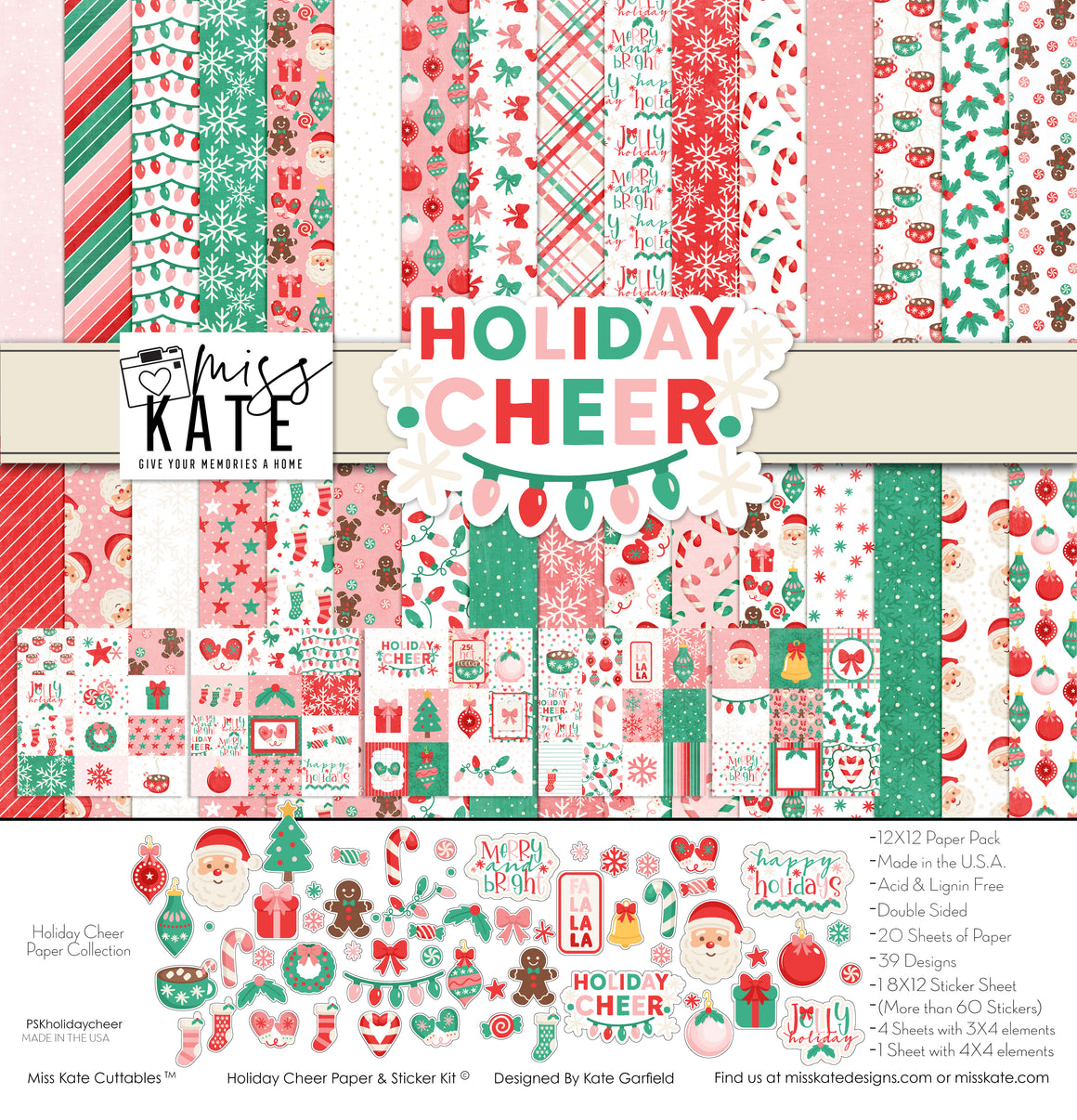 Holiday Cheer - 12x12 Scrapbook Paper & Sticker Kit – MISS KATE