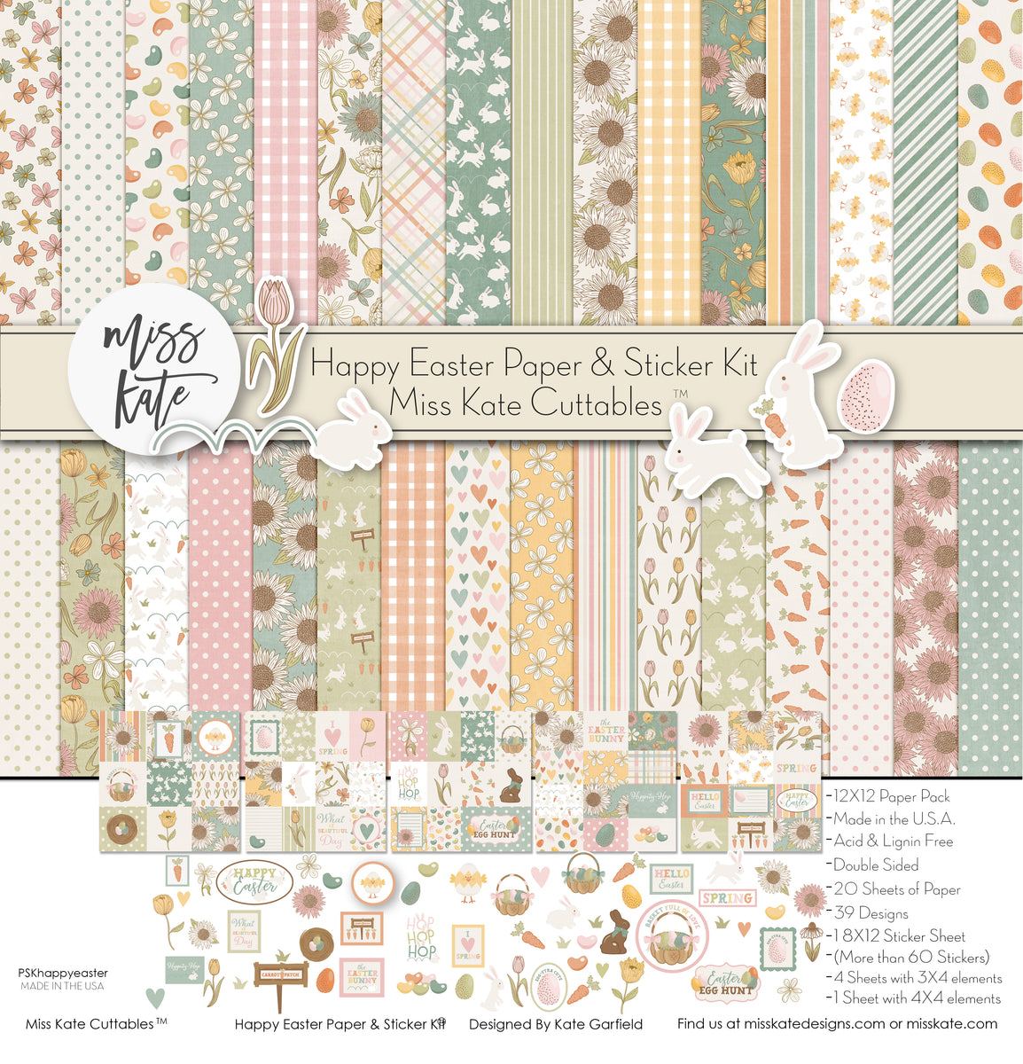 Happy Easter Scrapbook Paper & Sticker Kit – MISS KATE