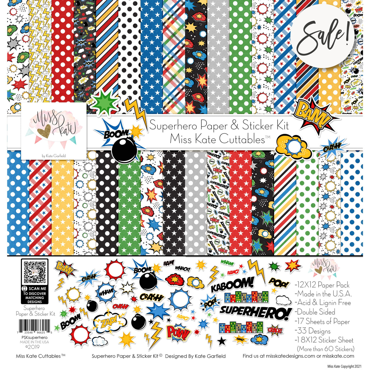 Superhero - Paper & Sticker Kit 12x12 Scrapbook Paper & Sticker Kit ...