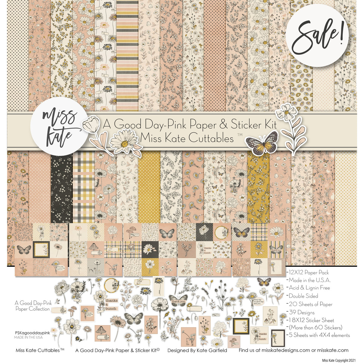 12x12 Paper & Sticker Kit (Double-Sided) – MISS KATE