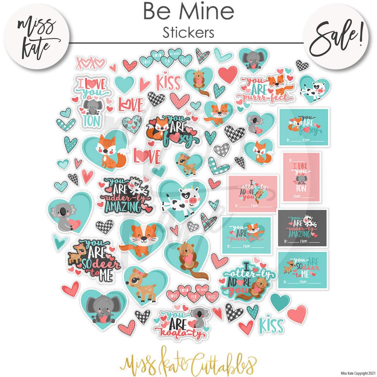 Be Mine - for Valentines Day - Scrapbook Paper & Sticker Kit – MISS KATE