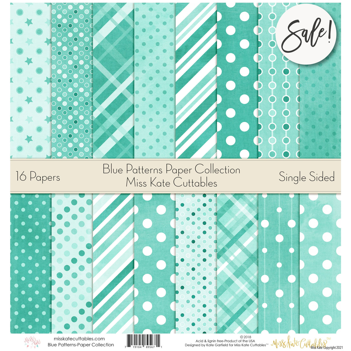 Blue Patterns - Scrapbook Paper Pack – MISS KATE