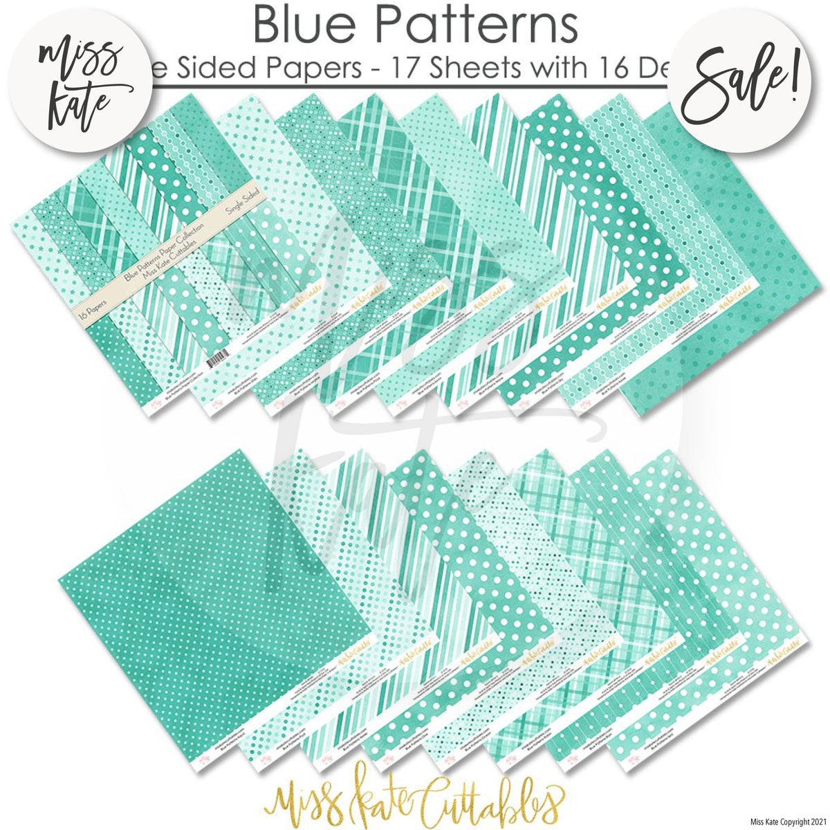 Blue Patterns - Scrapbook Paper Pack – MISS KATE
