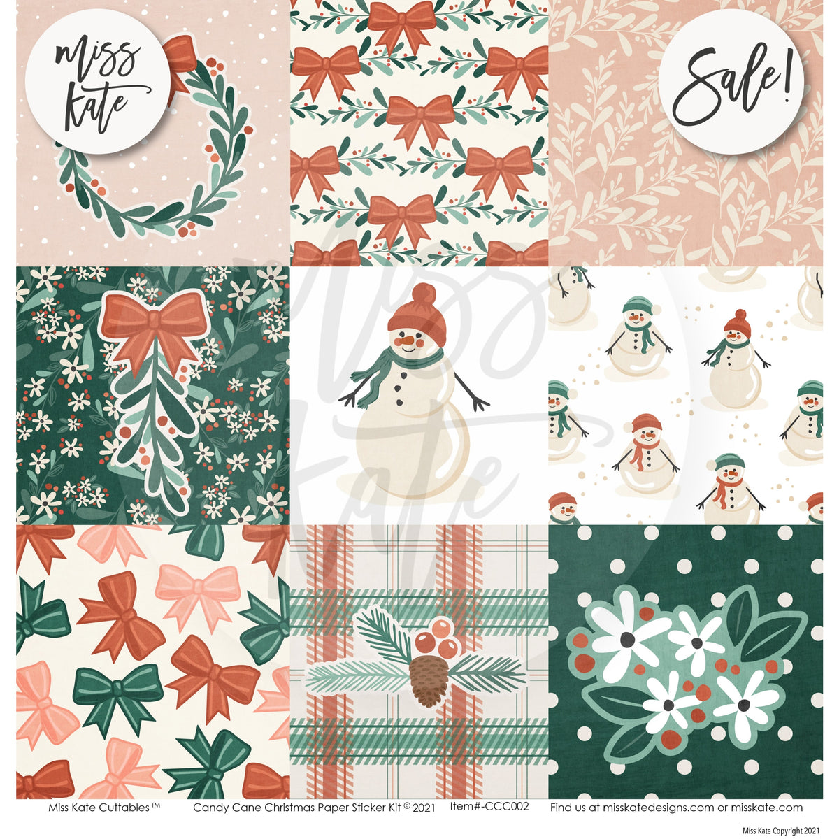 Candy Cane Christmas Scrapbook Paper & Sticker Kit – MISS KATE