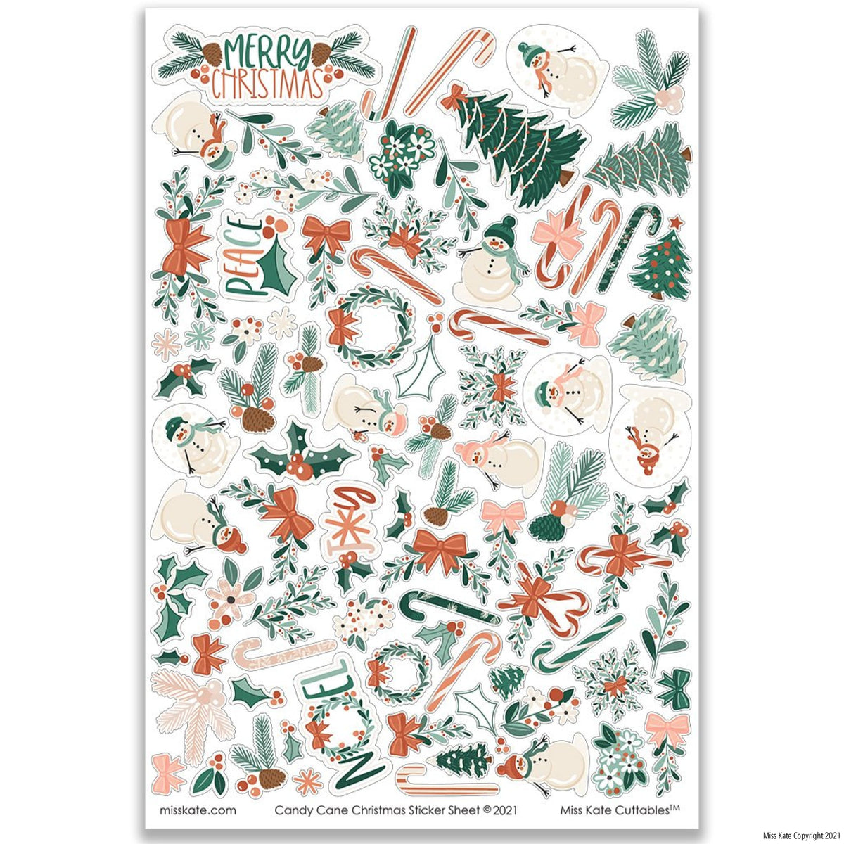 Candy Cane Christmas - Sticker Sheet Stickers Christmas, scrapbook ...