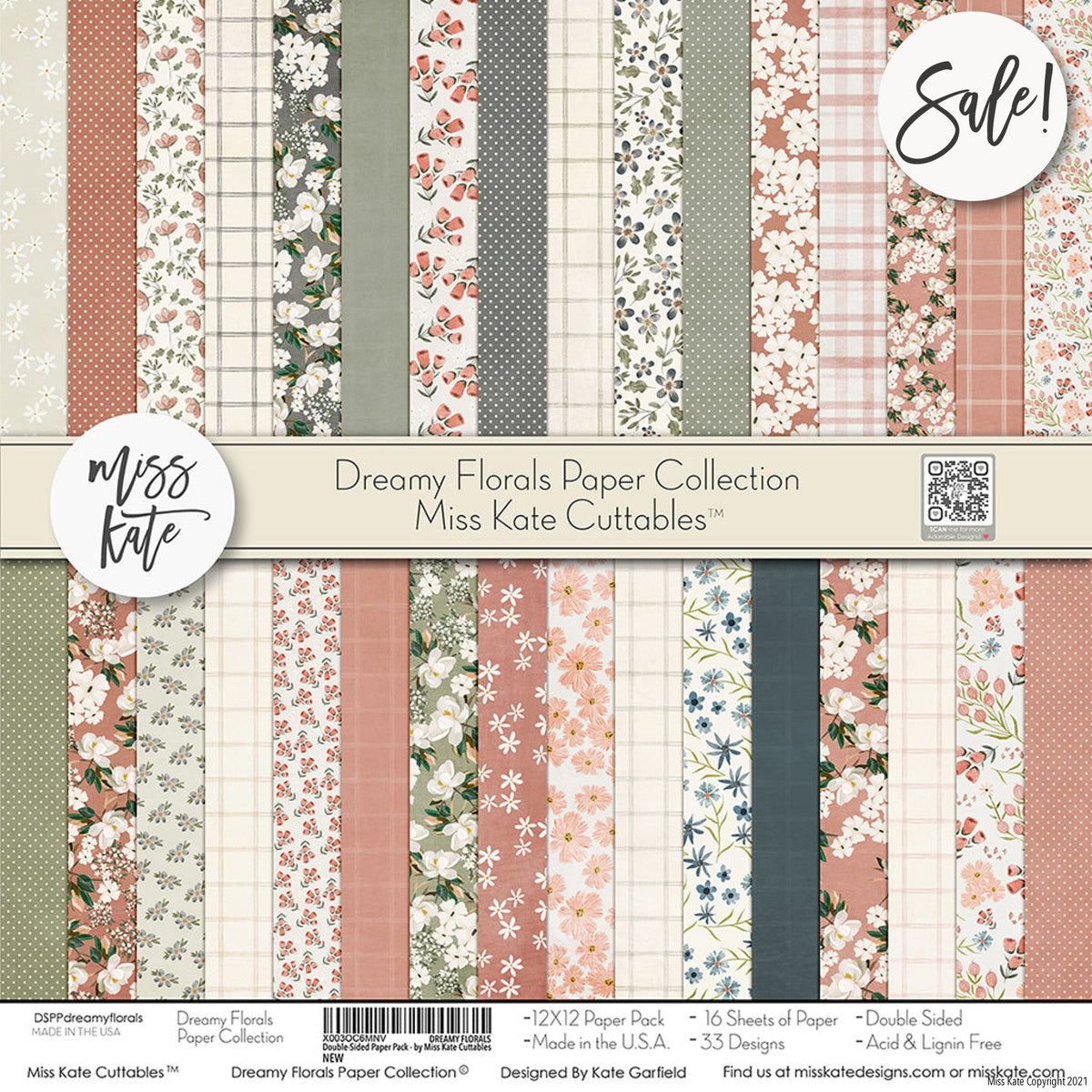 Watercolor Florals - Double-Sided Scrapbook Paper Pack 12x12 Miss Kate ...