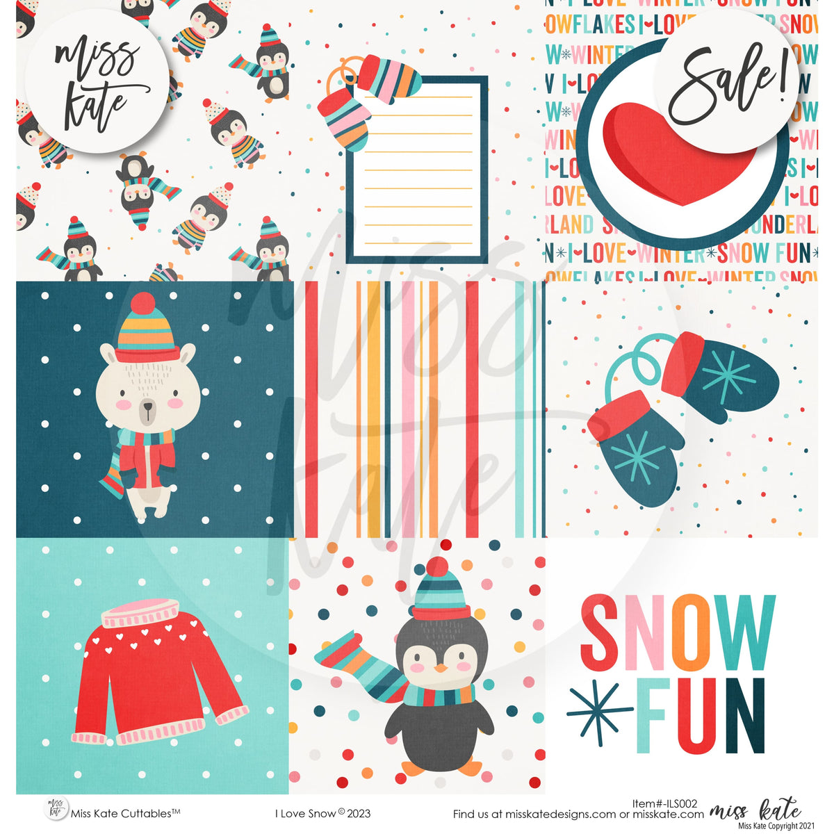 I Love Snow Winter Scrapbook Paper & Sticker Kit – MISS KATE
