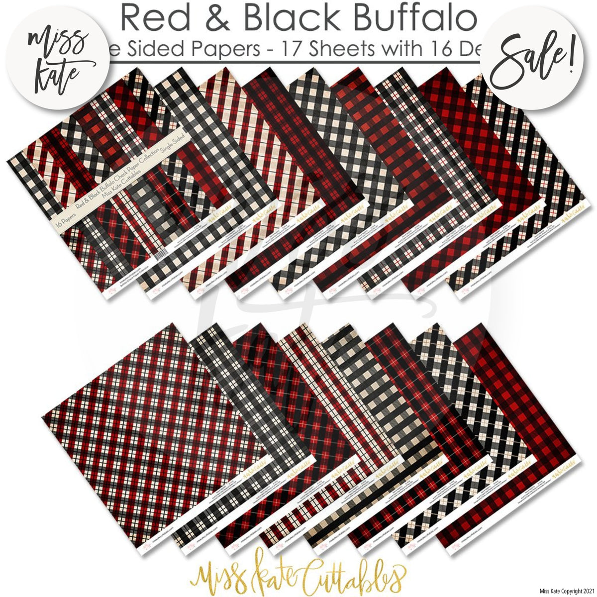Red & Black Buffalo Check - Christmas Scrapbook Paper Pack – MISS KATE