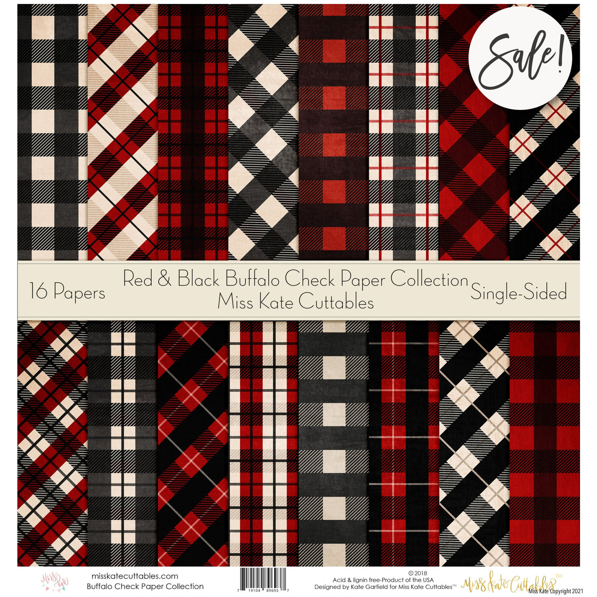 Red & Black Buffalo Check - Christmas Scrapbook Paper Pack – MISS KATE