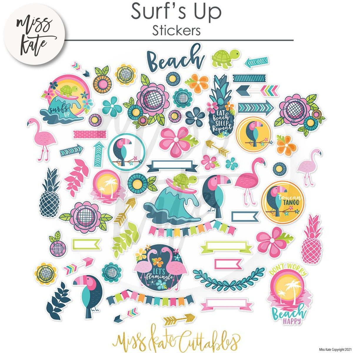 Surfs Up - Sticker Sheet Stickers Vacation, planner – MISS KATE