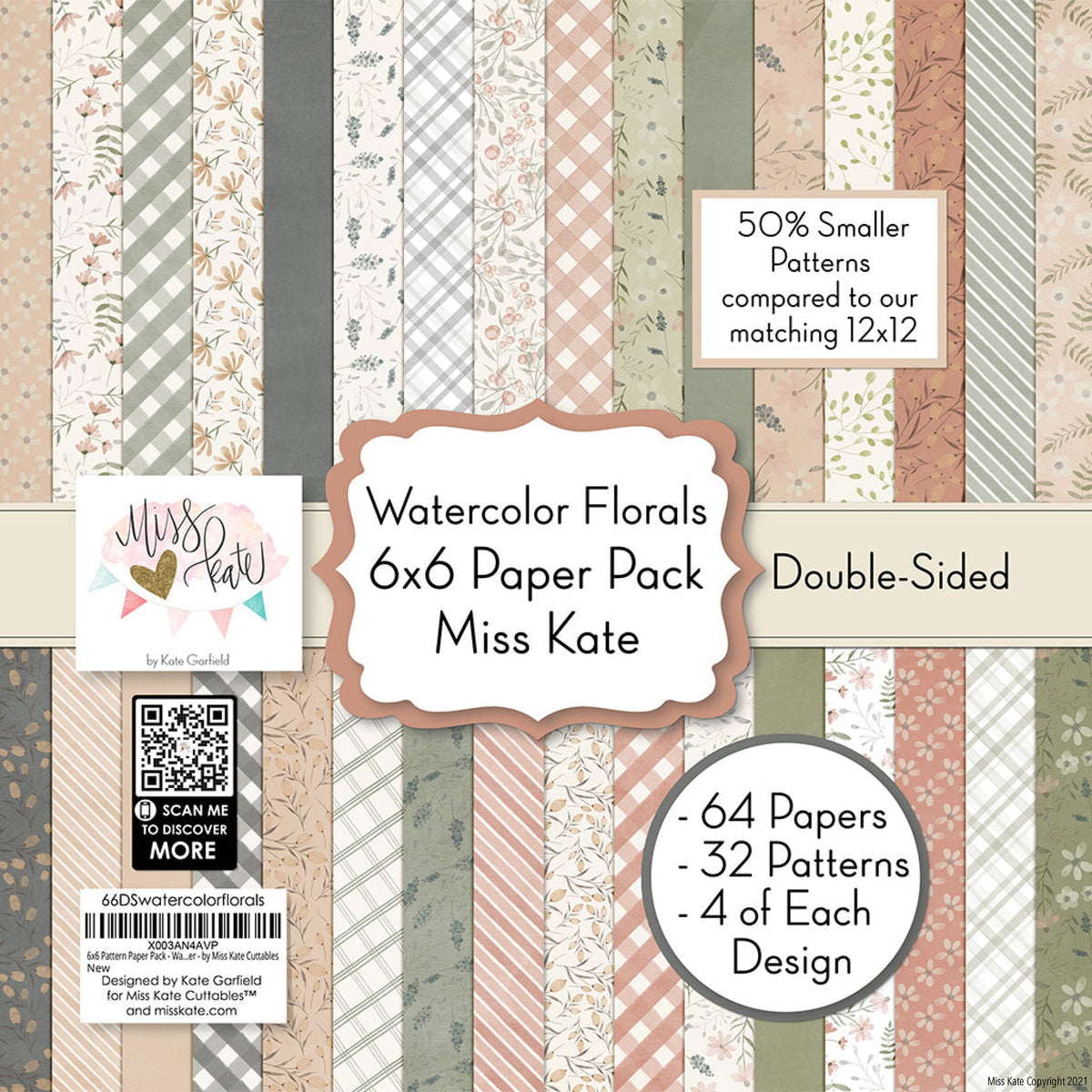 Watercolor Florals -6x6 Paper Pack Wedding Spring Card Scrapbook Paper ...