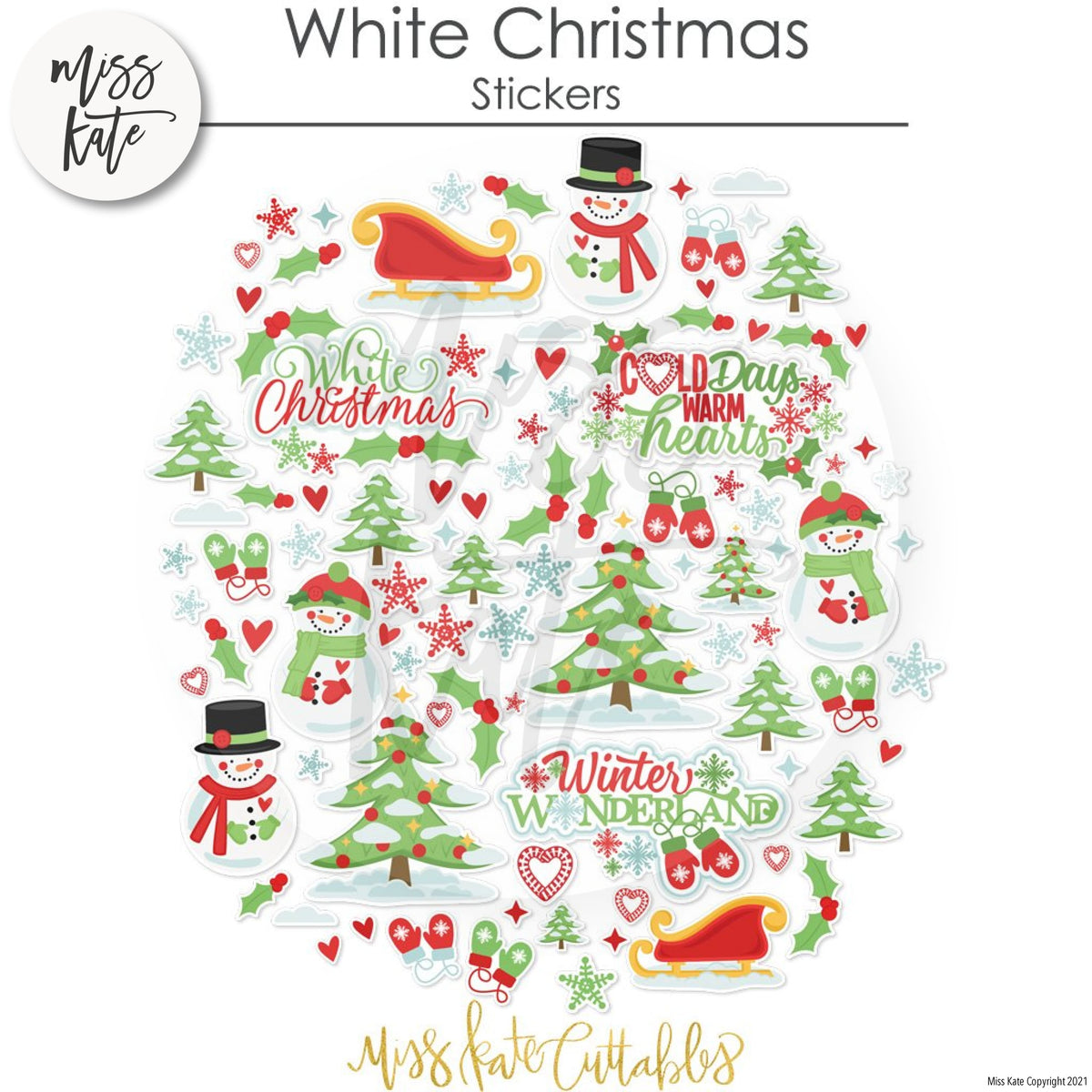 White Christmas - Sticker Sheet Scrapbook Stickers Christmas Planner ...