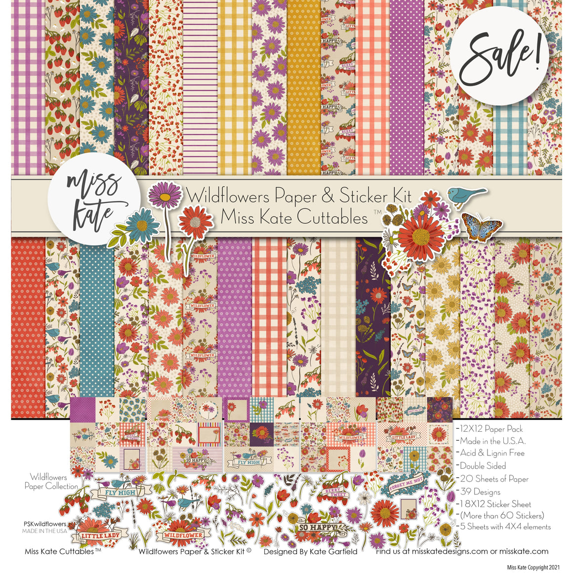 12x12 Paper & Sticker Kit (Double-Sided) – MISS KATE
